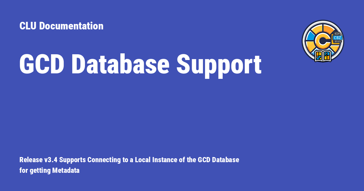 GCD Database Support - CLU Documentation